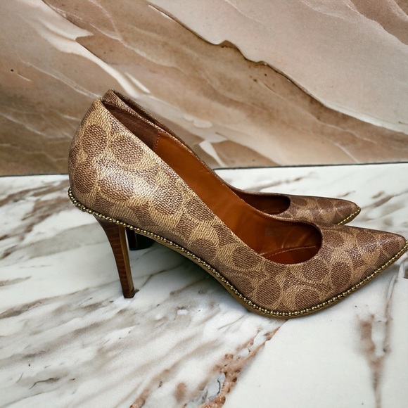Coach | Shoes | Coach Waverly Bead Chain Logo Pumps | Poshmark
